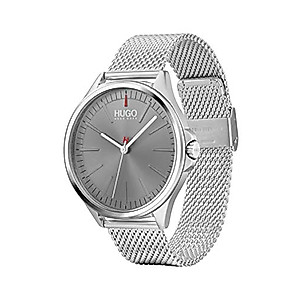 HUGO #Smash Men's Quartz Stainless Steel and Bracelet Watch, Color: Silver (Model: 1530135)