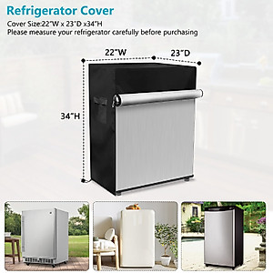 MUTUSHI Outdoor Upright Freezers Cover for 3.0 Cubic Compact Mini Freezer Waterproof & Dustproof Freezers Cover with Double Zipper for Protecting Upright Freezers (22" W x 23" D x 34" H, Black)