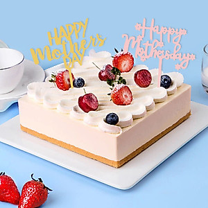 Happy Mothers Day Cake Topper, 10PCS Acrylic Glitter Mother's Day Cupcake Topper Decoration Picks for Birthday Mother's Day Cake Party Supplies (Gold -2)