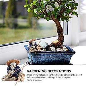 DOITOOL Bonsai Figurines 2Pcs Miniature Fisherman Figurines Mini Fishing Garden Statue Bonsai Figurine Ornament for Micro Landscape Fish Tank Sand Decor Fish Tank Landscape Ornament