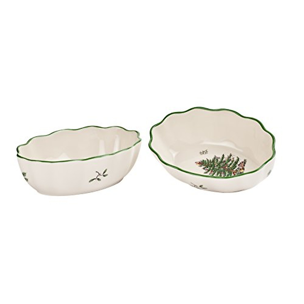 Spode Christmas Tree Fluted Oval Dish, Set of 2