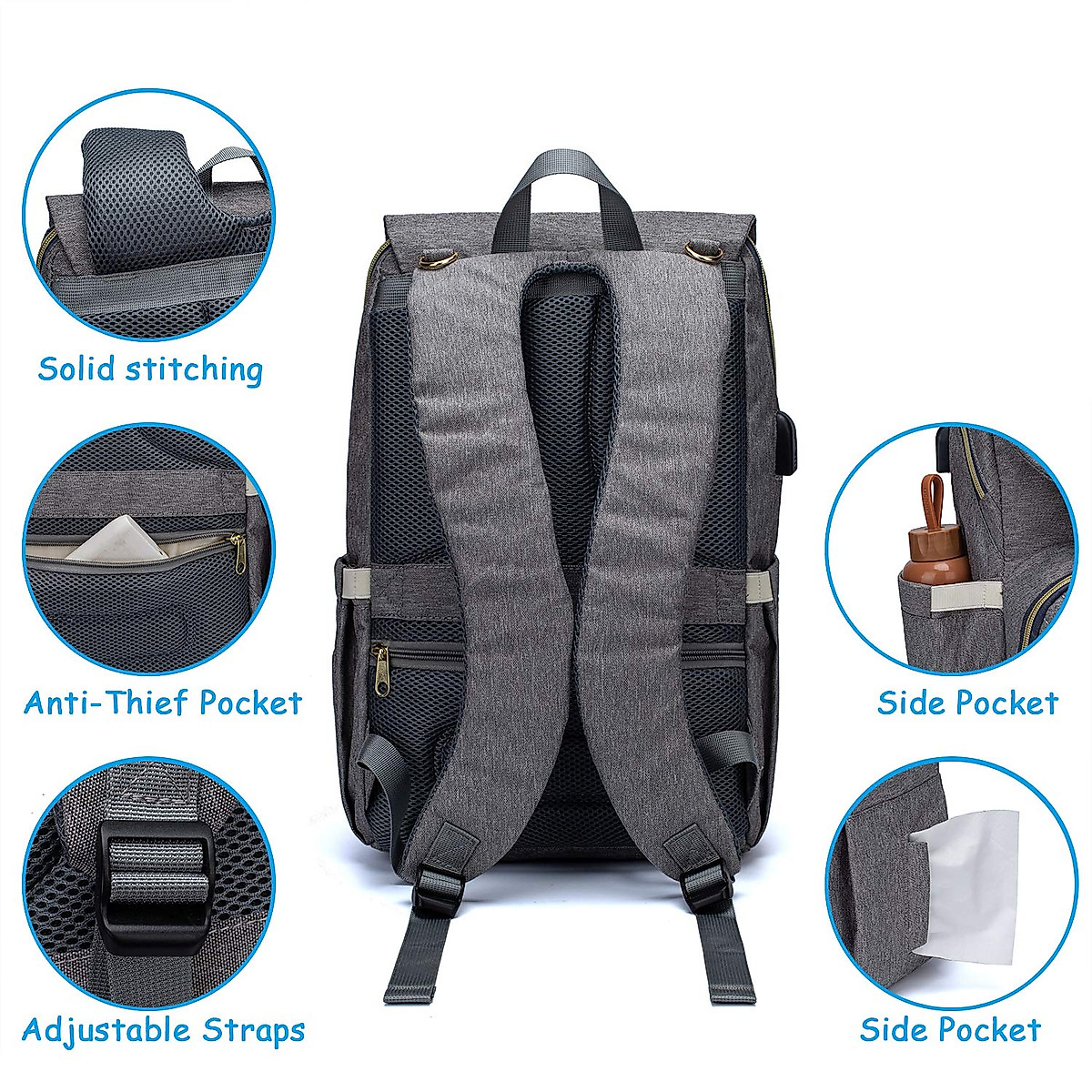 LEQUEEN Diaper Bag Backpack, Travel Back Pack Maternity Baby Changing Bags