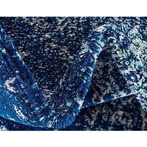 Unique Loom Bromley Collection Area Rug - Midnight (7' 10" Round, Navy Blue/ Ivory)