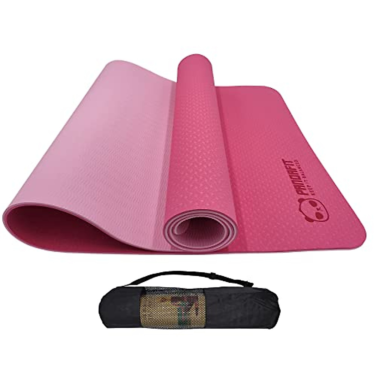 PandaFit Yoga Mat 6mm (1/4") Thick Non-Slip (Pink)