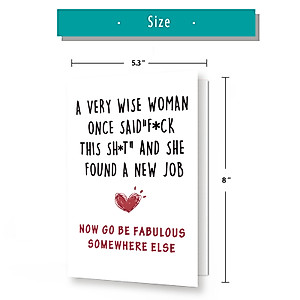Ziwenhu Greeting Card, Funny Coworker Leaving, Congratulations Farewell Gifts for Women, Premium Quality, Blank Inside, 8 x 5.3 inches, Red Envelope