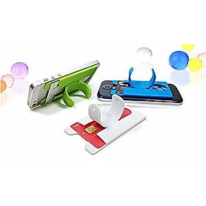 Kinteshun Card Holder with Cell Phone Stand,Stick-on Silicon Rubber Smartphone Sleeve Support Wallet(6pcs)