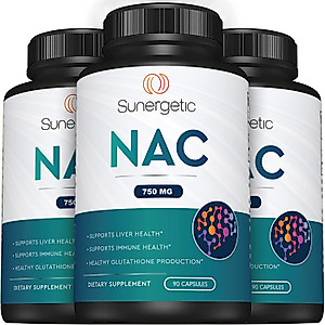 Premium NAC Supplement N-Acetyl Cysteine – 750mg Per Capsule – Supports Liver, Detox Immune, Cellular & Respiratory Health – 90 N Acetyl Cysteine Capsules