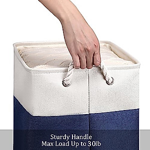 KITCSTI Storage Baskets for Organizing, Extra Large Rectangular Storage Bin, Fabric Folding Organizer for Closet, Toys, Clothes, Home, Office, 17x12x15 Inches (Blue & White, Pack of 3)