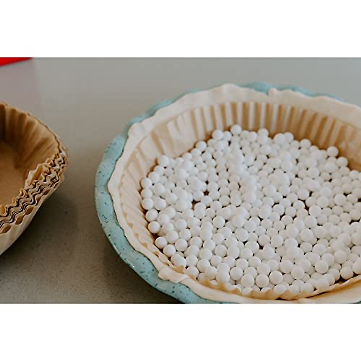 BakeBarn Parchment Paper for Pie Weights and Pans, Plastic Free Packaging, Pre Formed fit 8,9,10 Inch Dish, Natural Unbleached Food Grade Non-Stick Liners, High Heat Safe, Designed in USA, 50 Sheets