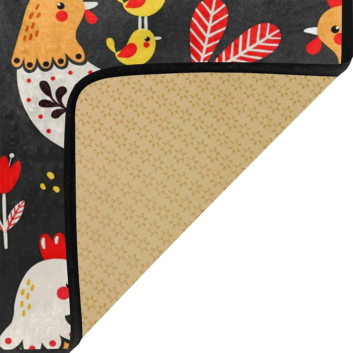 susiyo Kitchen Mat Cute Rooster Chickens Kitchen Rug Mat Anti-Fatigue Comfort Floor Mat Non Slip Oil Stain Resistant Easy to Clean Kitchen Rug Bath Rug Carpet for Indoor Outdoor Doormat