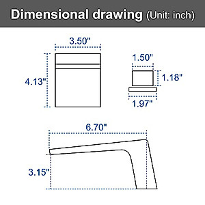 SHAMANDA Waterfall Bathroom Faucet 3 Hole, 2 Square Handle Widespread Rv Lavatory Sink Faucet with cUPC Water Supply Lines, Solid Brass, Matte Black, LB401-7