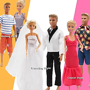 EuTengHao 30Pcs Doll Clothes and Accessories for 12 inch Boy and Girl Doll Includes 12 Set Wear Clothes Jeans and Wedding Dresses Tandem Bike Glasses Dog Bag and Colorful Balloons for 12 Inch Dolls