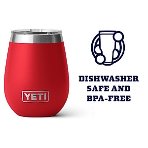 YETI Rambler 10 oz Wine Tumbler, Vacuum Insulated, Stainless Steel with MagSlider Lid, Rescue Red