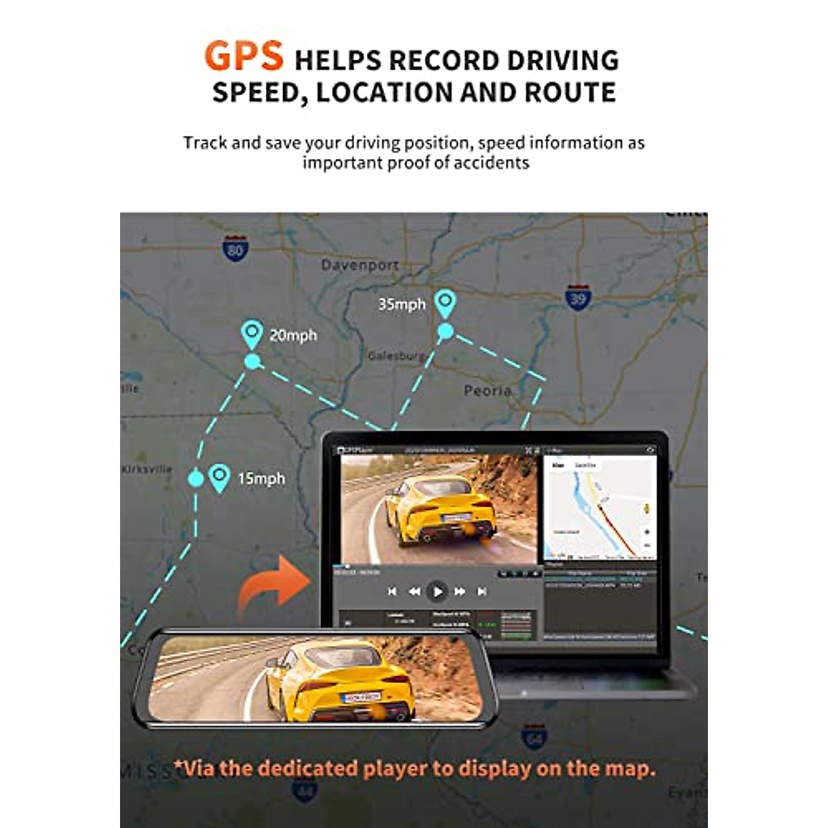 WOLFBOX 2.5K Dash Cam Mirror for Car, Rear View Mirror Camera with 10" IPS Full Touch Screen, Dual Dash Camera 1440P Front and Rear Mirror with 1080P Backup Camera, Free TF Card & GPS