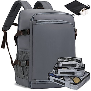 Carry on Backpack, 40L Flight Approved Travel Backpack for Men Women, Extra Large Suitcase Backpack with 4 Packing Cubes, Water Resistant Luggage Weekender Daypack Business Laptop Backpack 17.3 inch