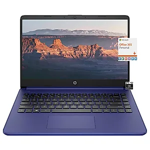 HP 2023 Newest 14" HD Ultral Light Thin Laptop, Quad-Core Intel Celeron Processor, 4GB RAM, 64GB eMMC, Webcam, HDMI, Wi-Fi, Upto 11 Hours, Windows 11 S + 1 Year Office 365+HubxcelAccessory, Blue