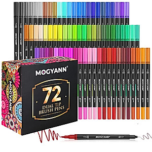 MOGYANN Markers for Adult Coloring - 72 Color Dual Tip Brush Pens Coloring Markers Set