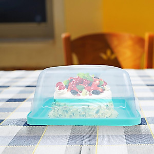 LIFKOME Cake Carrier with Lid and Handle, Clear Cake Container Locking Cake Come Box Pie Carrier Cake Serving Stand Holder Cake Keeper Platter Tray for Transport and Storage