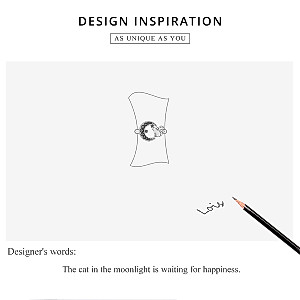 RUKYF 925 Sterling Silver Cubic Zirconia Cat Star Moon Butterfly Ring Cute Rings Adjustable Dainty Rings for Women Cat Gifts for Cat Lovers