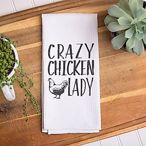 CANARY ROAD Crazy Chicken Lady Towel, Chicken Mom, Chicken Gift, Chicken Lady, Chicken Farmer Gift, Backyard Farmer Gift, Kitchen Towel