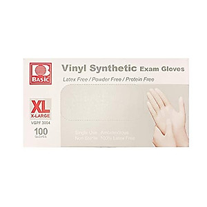 Basic Medical Exam Gloves (X-Large) 100 Gloves Latex Free Powder Free, clear (VGPF3004B)