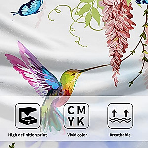 Pink Floral Hand Towels Set of 2 Hummingbird Butterfly Soft Absorbent Guest Bath Towel Kitchen Dish Towel Spa Home Bathroom Decorations