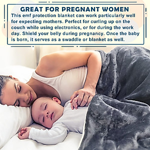 VEJESIME Faraday Blanket, EMF Protection Blanket for Pregnant and Newborn Baby, Protective Belly Pregnancy Baby Blanket, Warm Flannel Berber Fleece (50"x60")