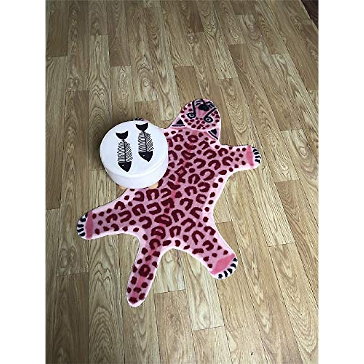 Leopard Print Rug Faux Animal Printed Cowhide Skin Rug Cheetah Area Rugs Carpet Cute Leopard Rugs for Playroom Livingroom, 43.2in L x 28.8in W / 2.4 x3.6 Feet (Pink)