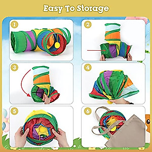 Rypet Guinea Pig Tunnel 3 Way Collapsible Small Pet Tunnels and Tubes with Interactive Ball for Baby Rabbit Ferret Hamster Chinchilla Hedgehog Hiding and Resting