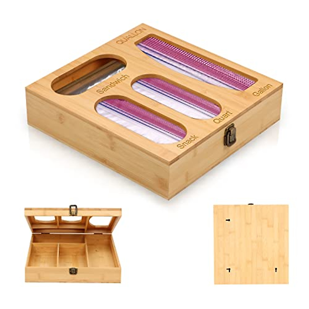 QUALLON Plastic Bag Storage Organizer Drawer or Wall Mount,Plastic Bag Organizer, Sandwich Bag Organizer, Baggie Organizer,Plastic Bag Storage for Drawer Kitchen Gallon Quart Snack Holders Dispenser