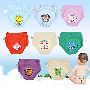 Waterproof Toddler Underwear 8PC/S Baby Training Pants Potty Training Underwear Toddlers Boys Girls Cartoon Cute Waterproof Diapers 4 Layers (90)