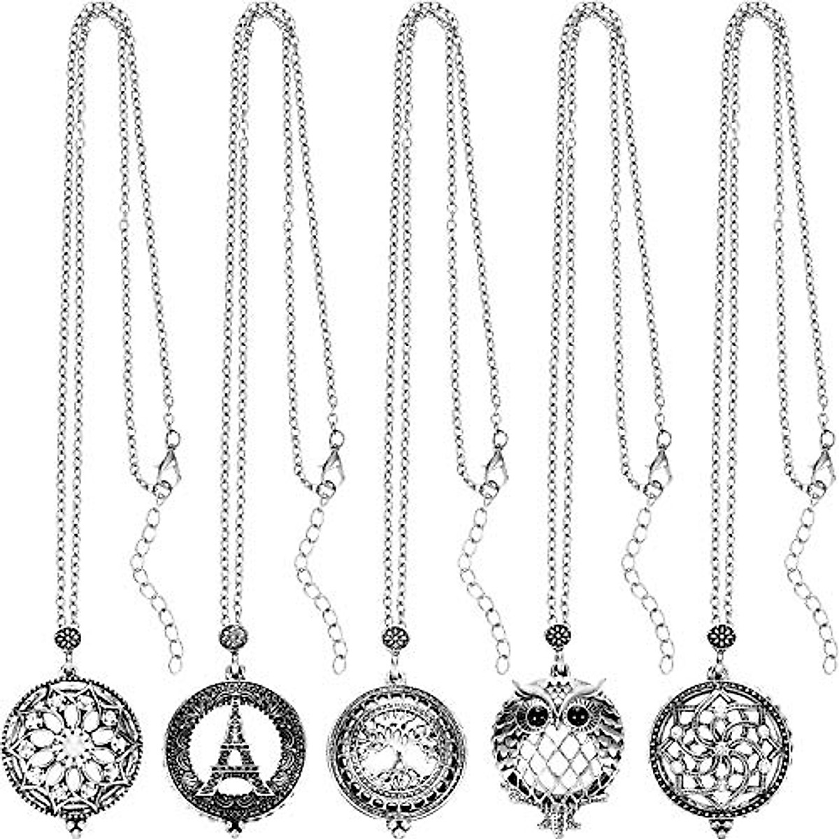 10 Pieces Magnifying Glass Long Necklace with Reading Magnifying Glass Pendant (Antique Silver)