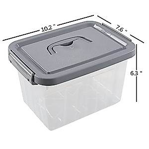 Yarebest 6-pack 6L Clear Plastic Box with Lids, Small Storage Bins