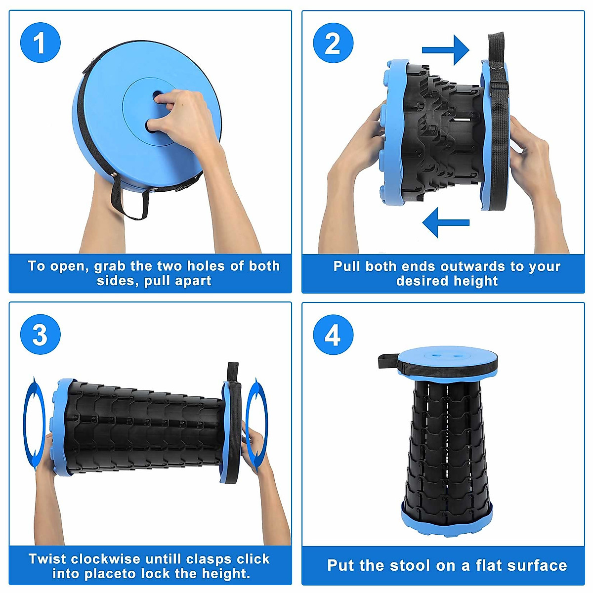 VOLIXOD Foldable Telescoping Stool Portable, Retractable Stool for Adults, Upgraded Collapsible Folding Seats with Load Capacity 550lbs, Camping Stools for Adults