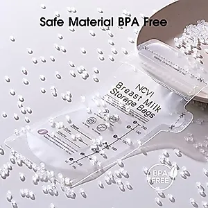 NCVI Breastmilk Storage Bags, 25 Count Milk Storage Bags for Breastfeeding, 7oz Breast Milk Storage Bags with Temp-Sensing, Doubled-Sealed, Hygienically, Self Standing, Easy Pour Spout, BPA Free
