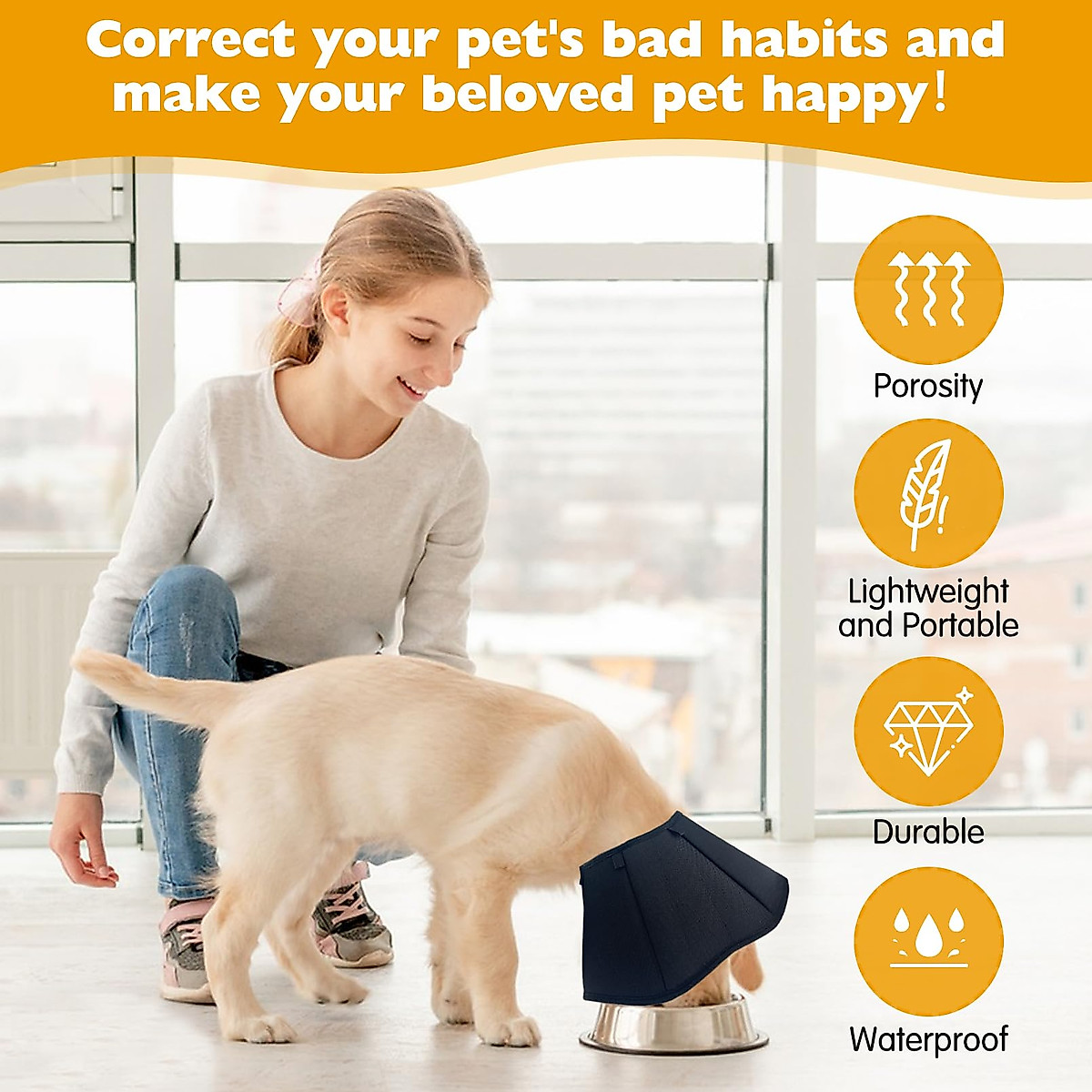 Apatal Dog Cone,Breathable Cone Comfy Dogs Cone Soft Lightweight Pet Recovery Collar for After Surgery Adjustable Protective Elizabethan Collar for Medium Large Dogs Cats (Extra Large)