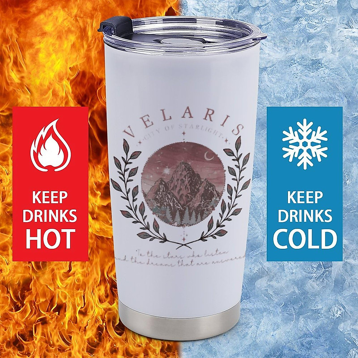 Velaris City Of Starlight Tumbler Acotar The Night Court Bookish 20 Oz Stainless Steel Insulated Tumblers with Lid And Straw Bookish Acotar Travel Coffee Mug Gifts