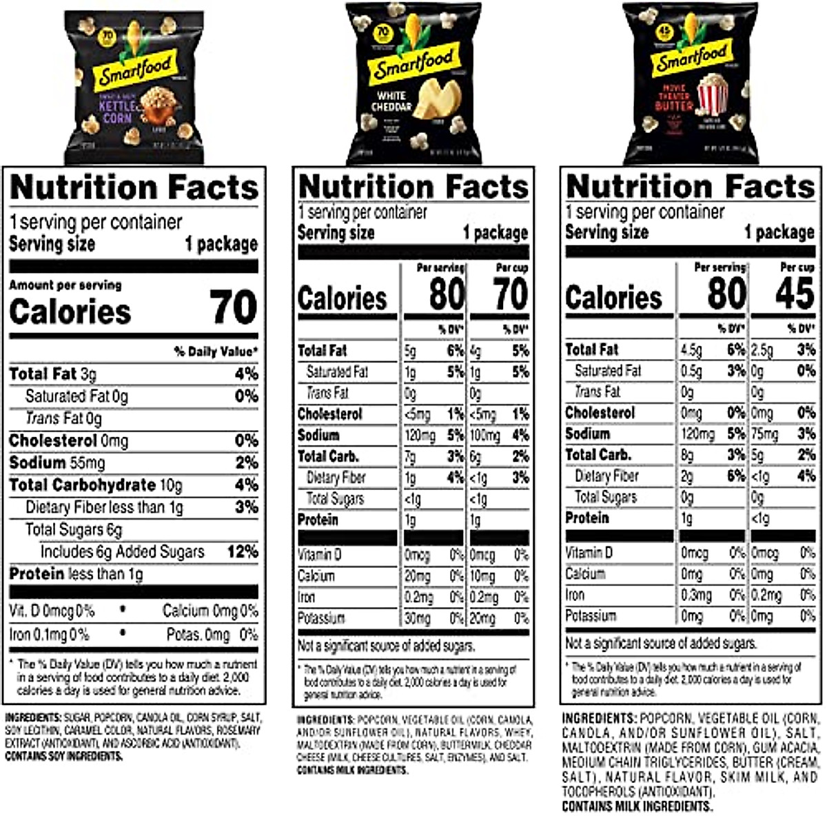 Smartfood Popcorn Variety Pack, 0.5 Ounce (Pack of 40)