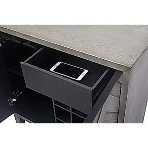 Amazon Brand – Stone & Beam Chevron Bar Cabinet, Light Gray Wood