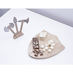 Kikkerland Medieval Wooden Charcuterie Cutlery Cheese Board Knight's Shield Party Serving Tray Set