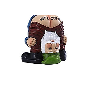 RINPOX Dwarf Yard Decoration Outdoor - Inverted Welcome Dwarf Resin Garden Statue, Outdoor Patio Decoration for Garden, Yard and Lawn
