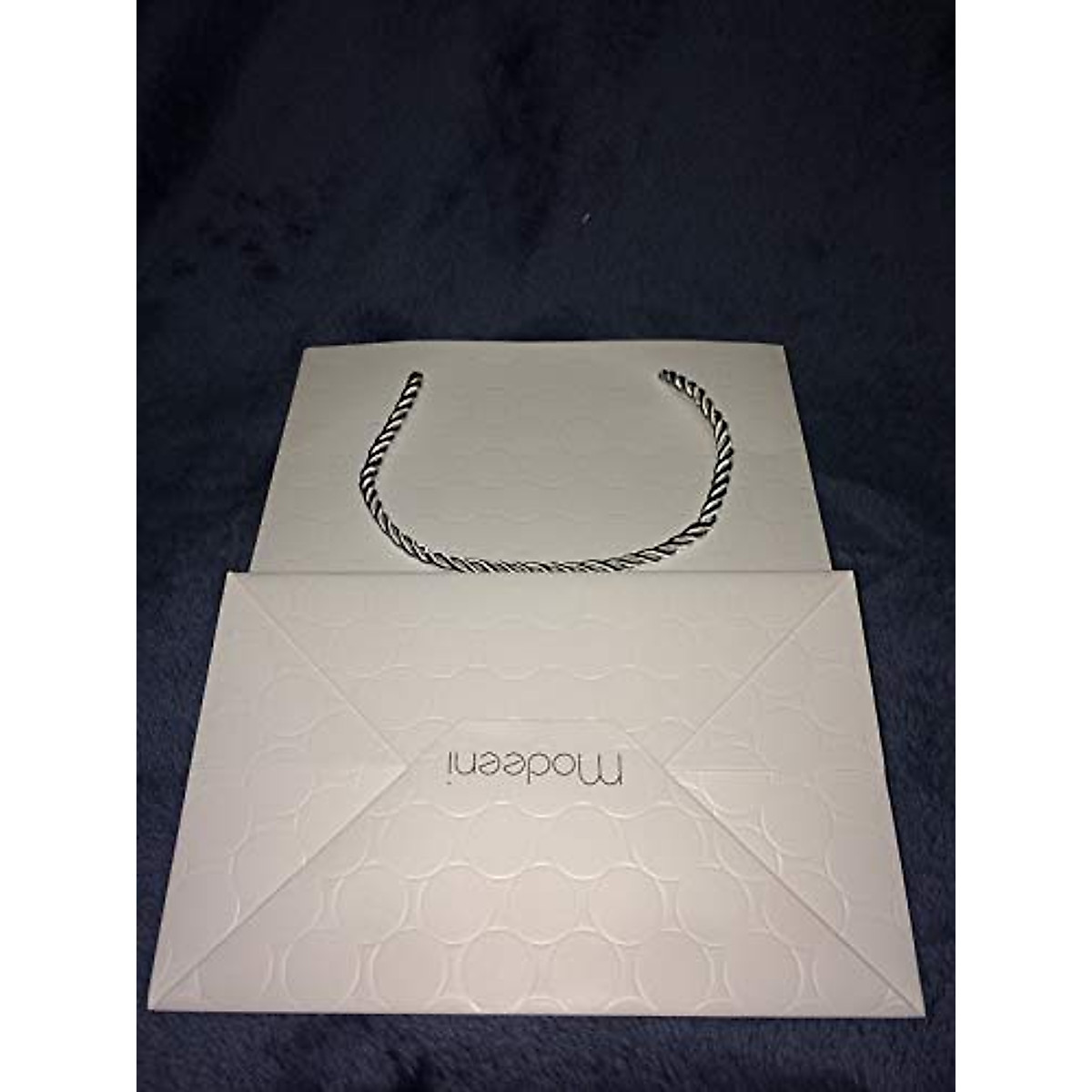 MODEENI White Gift Bags with Handles Medium Size 8x10 Wedding Bags with Silver Handles 12 Bags Pure White Paper Shopping Bags 8x5x10