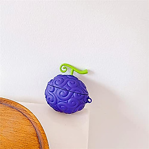 for Airpods 1&2 Case, 3D Anime Cartoon Fashion Design, Cute Funny Cool Soft Silicone, Very Suitable for Men, Women, Old People, Children with Safe and Convenient Keychain (Satan Fruit)