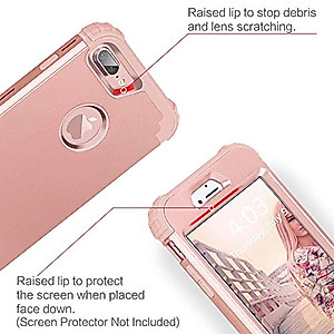 iPhone 8 Plus Case,iPhone 7 Plus Case,BENTOBEN 3 in 1 Hybrid Hard PC Soft Rubber Heavy Duty Rugged Bumper Shockproof Anti Slip Full-Body Protective Phone Case for Apple iPhone 8 Plus/7 Plus,Rose Gold
