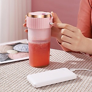 SH-RuiDu Portable Blender, 450ml Personal Size USB Rechargeable Mini Blender Fruit Juicer with 6 Strong Cutting Power Blades for Shakes and Smoothies, Portable Juicer for Home Office Travel Sports