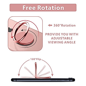 DFsucces Phone Ring Holder Finger Kickstand, Cell Phone Ring Holder ,360° Rotation Metal Ring Holder for Magnetic Car Mount Compatible All Smartphone(Rose Gold)
