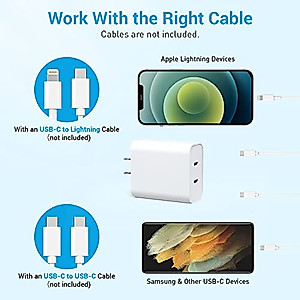 Knofarm Type C Charger, iPhone Charger, Dual Port 40W USB C Wall Charger Fast Charging Block for iPhone 14 13 12 Pro Max SE iPad Pro Air Mini Galaxy Pixel PD 3.0 USBC Power Adapter Plug Cube Box Brick