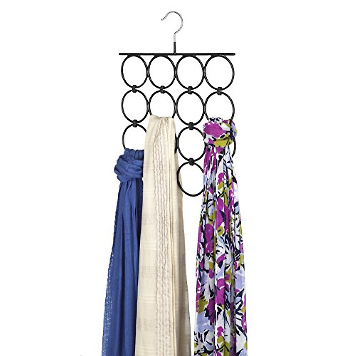Whitmor Folding Scarf/Accessory Hanger, Black & Chrome, 0. 47 x 12. 25 x 15. 88 inch