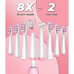 TEETHEORY Upgraded Version-Sonic Electric Toothbrush for Adults with 8 Brush Heads, Power Electric Toothbrush with 40000 VPM 5 Modes, Rechargeable Fast Charge 4 Hours (Pink)