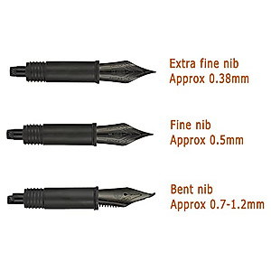 Set of 3 Hongdian Fountain Pen Black Nibs (Fine, Extra Fine and Bent Nib) for Black Forest 1850, 1851, 1843, 6013, 517D, 517S, 525,H1, H3, A3, 1843 and 920 Series